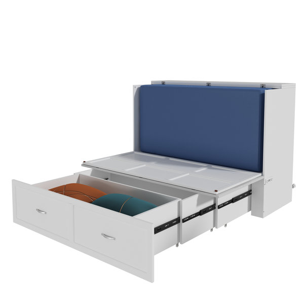 Latitude Run® Detravious Fold Out Murphy Bed With Power Outlets ...