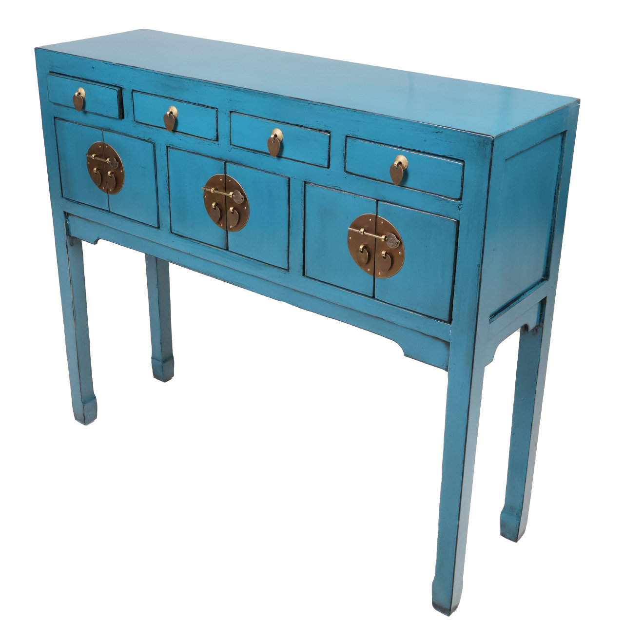 Bloomsbury Market Chinese Console Table Lady Chest in Turquoise Lacquer ...