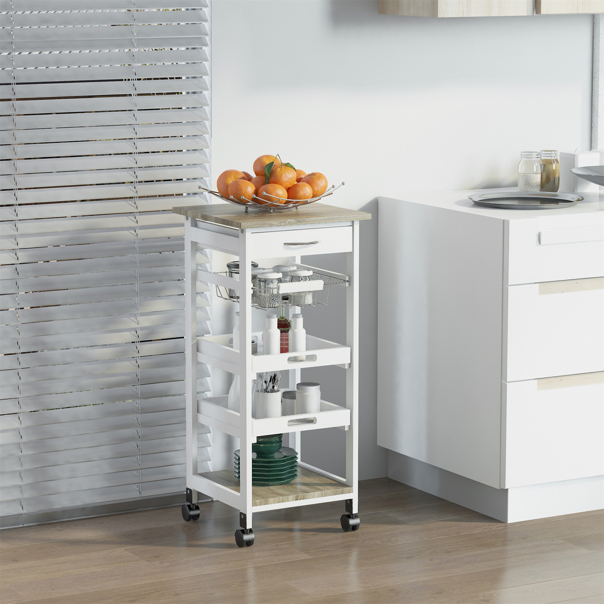 Latitude Run® Kitchen Cart, Rolling Kitchen Island With Storage, Solid ...
