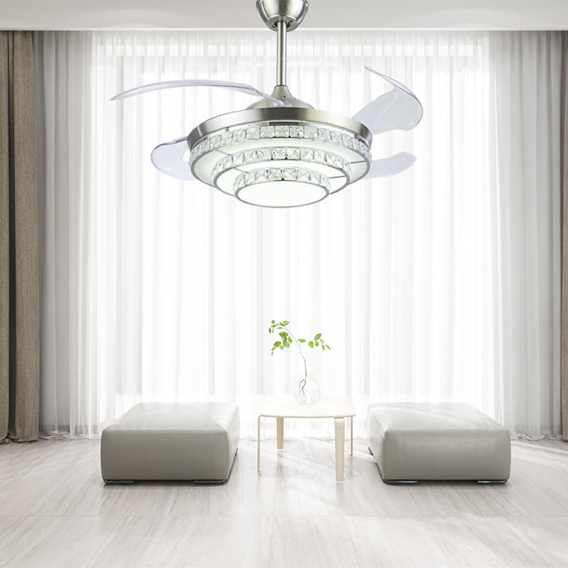 Mercer41 Silver 42 inch Crystal Ceiling Fan with Light | Wayfair