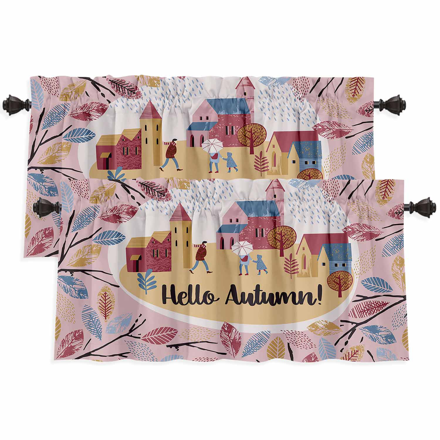 Ophelia & Co. Orange 52"W Autumn Abstract Architecture Building Window ...