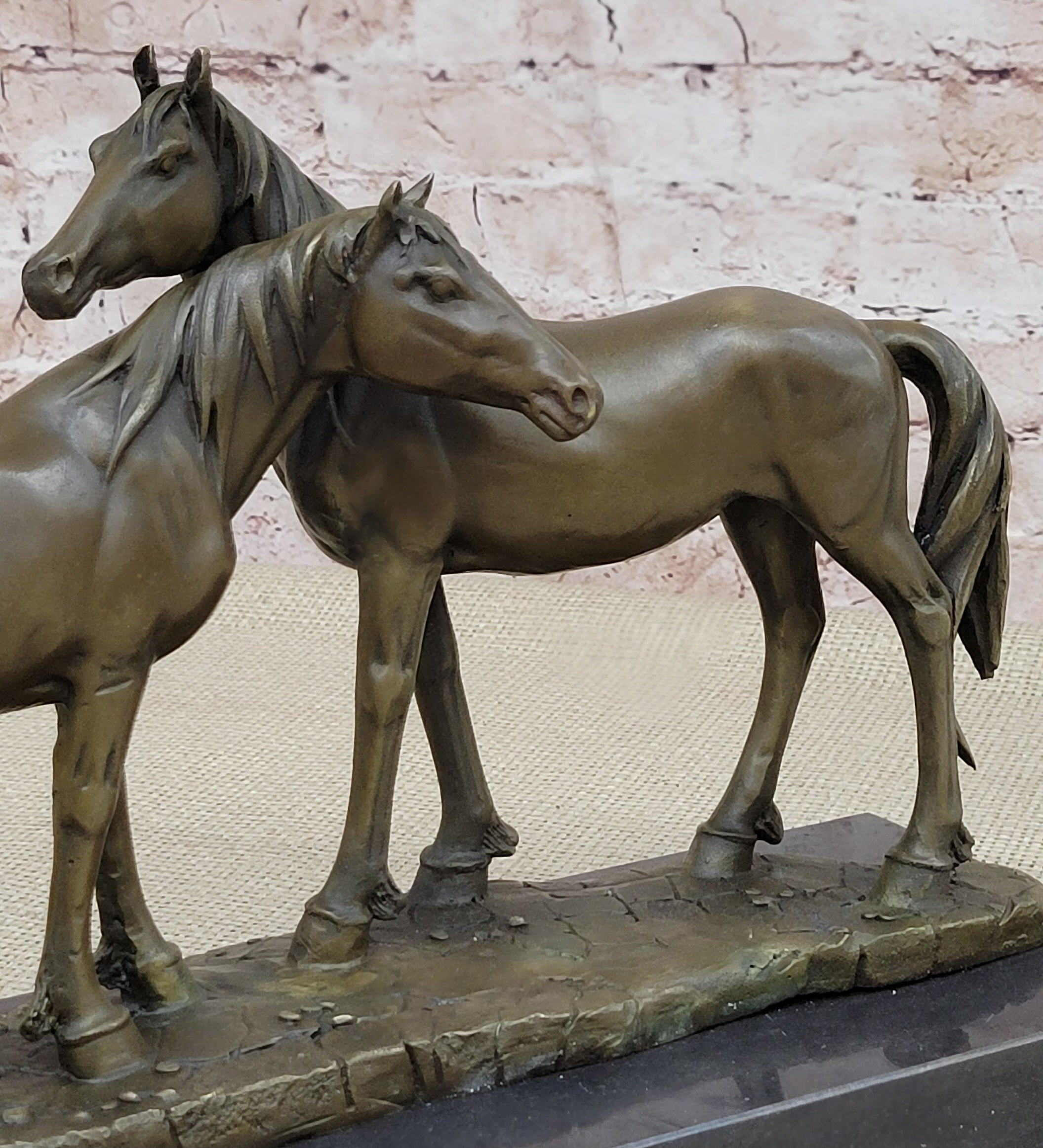 Foundry Select Baston Necking Horses Bronze Sculpture Statue Equestrian ...