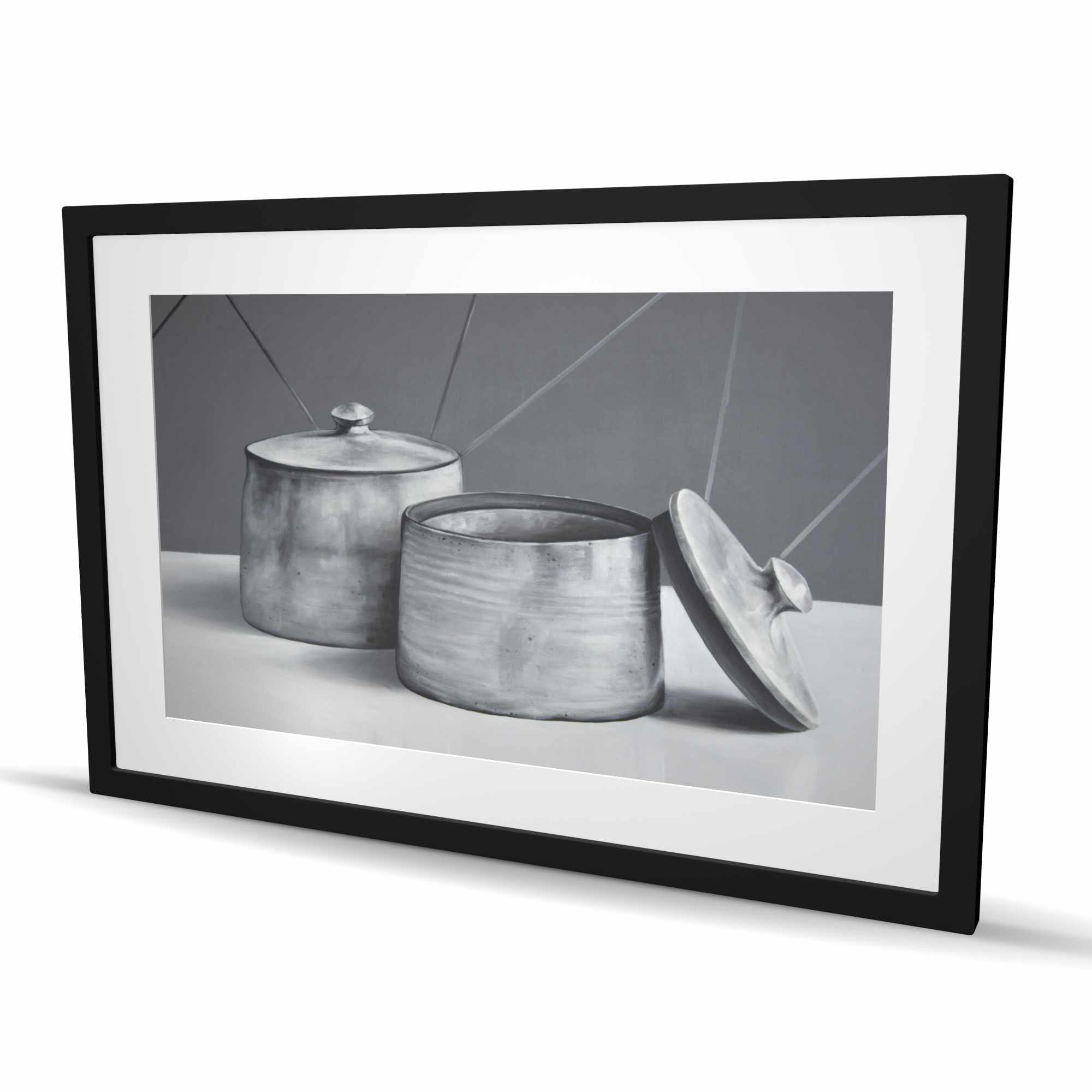 Lark Manor™ Old pot with lid - Monochrome Gray Framed Print | Home ...