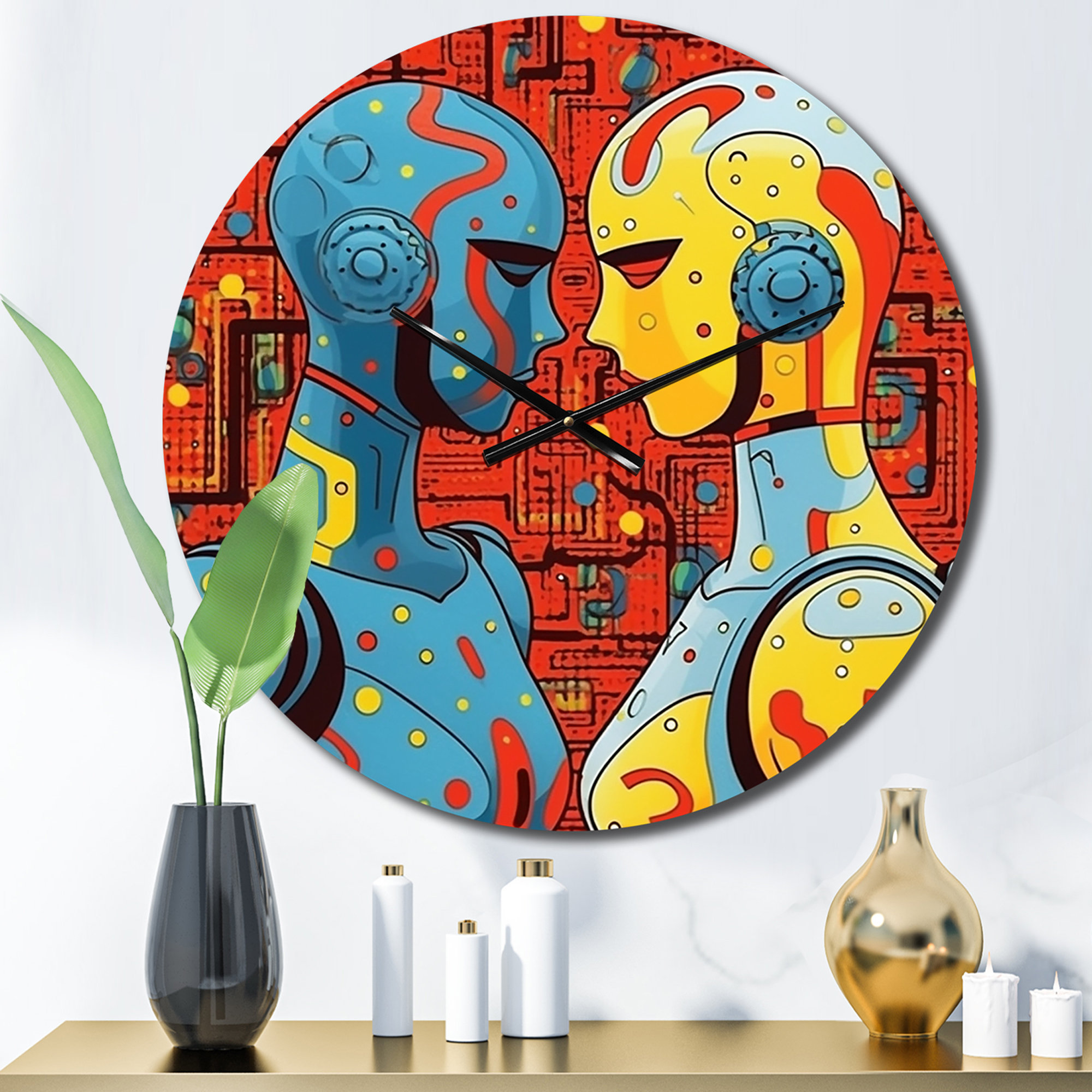 Design Art Retro Robot Couple In Love I - Robot Wall Clock - Wayfair Canada