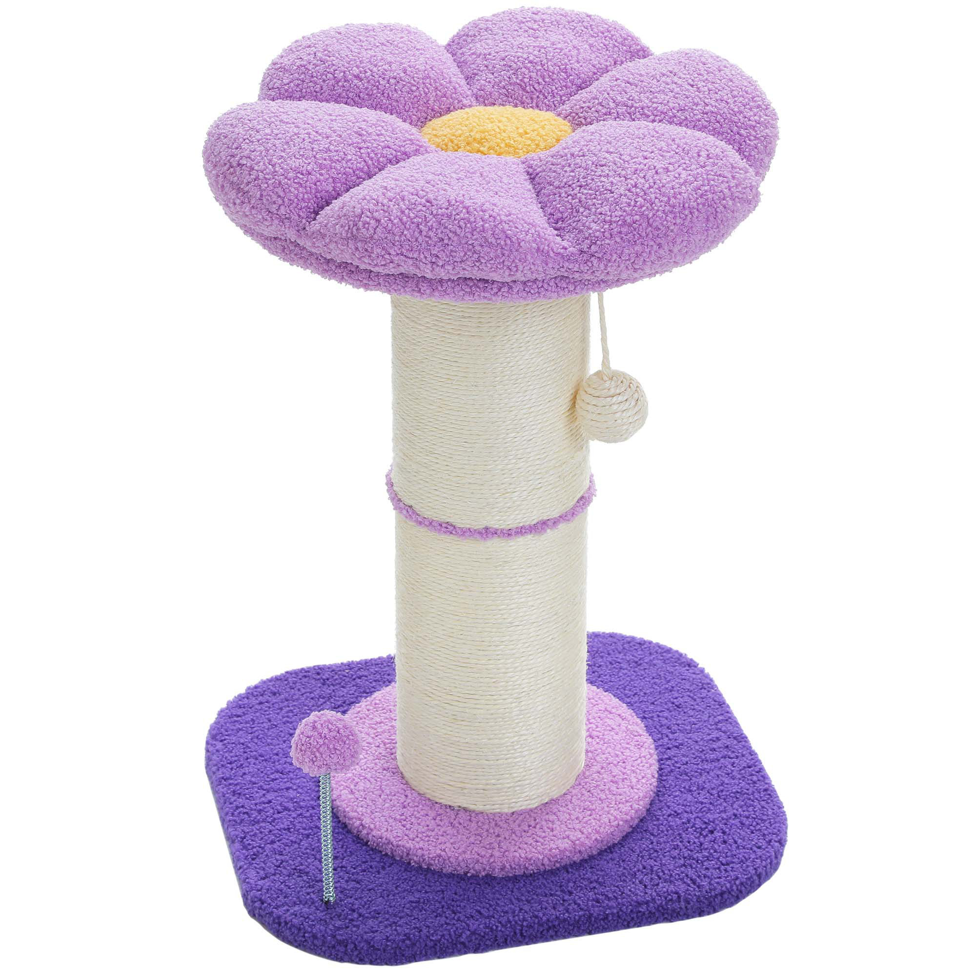 Ebern Designs Small Flower Cat Scratching Post, Cat Tree With Super ...