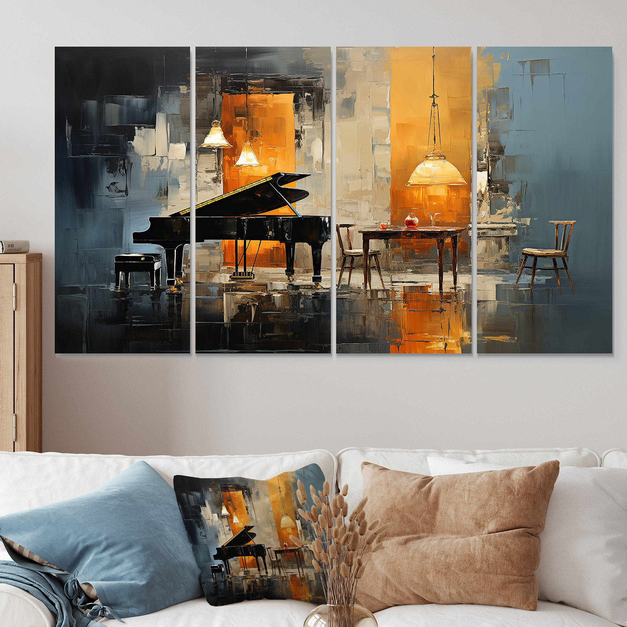 Lark Manor™ Yellow And Blue Piano Jazz Room Harmony I - Music Jazz 4 ...