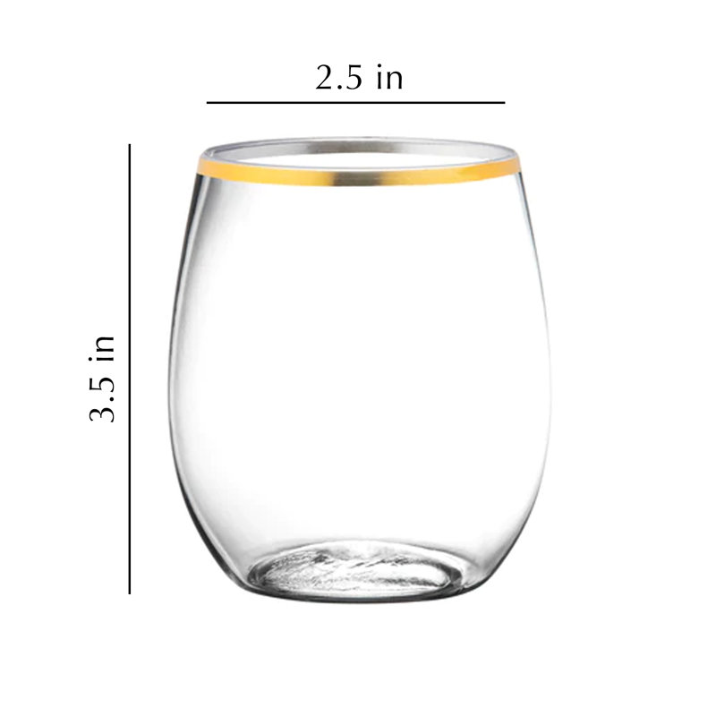 Nicole Fantini Disposable Gold Rim Stemless Plastic Wine Glasses Goblet ...