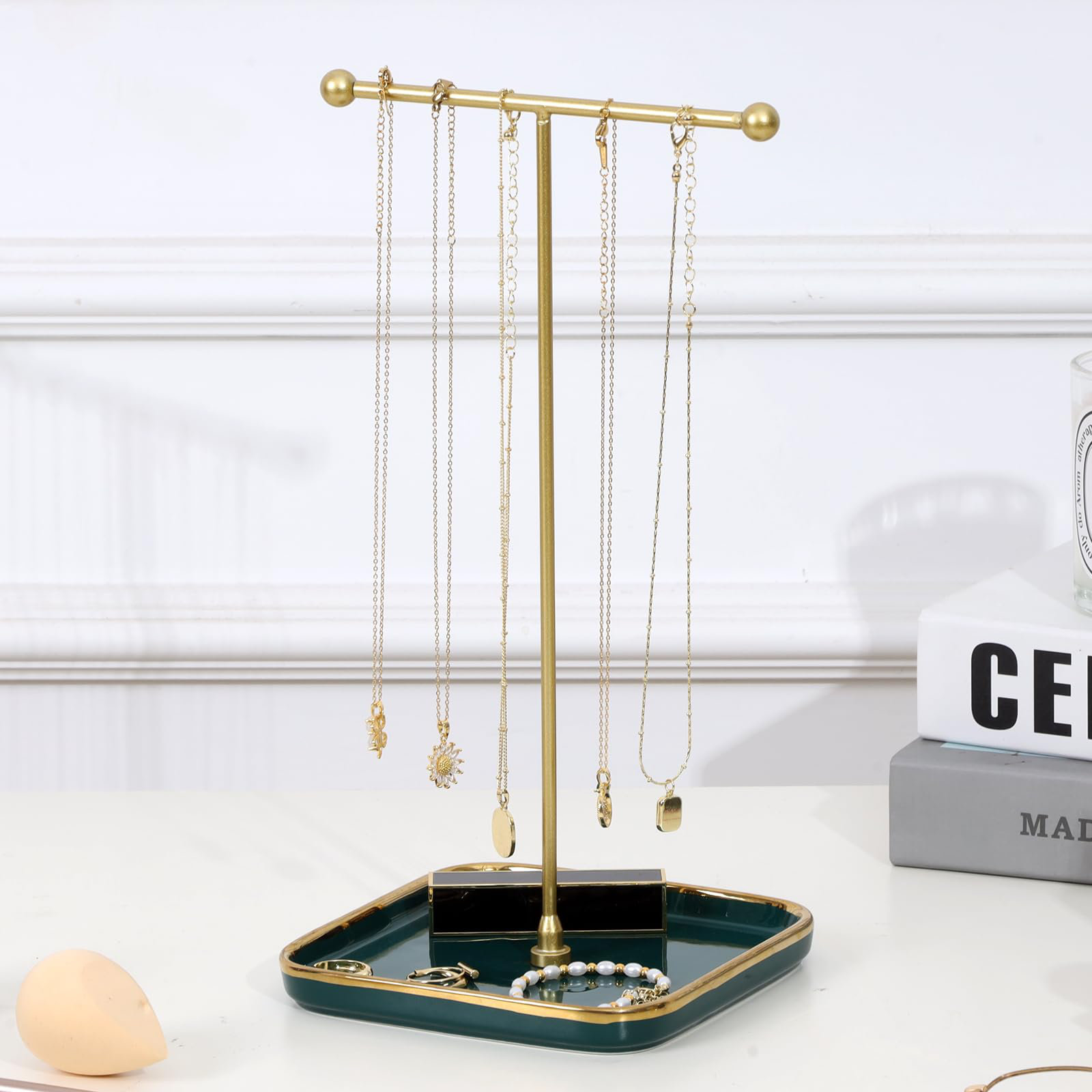 Mercer41 12" Tall Jewelry Display Organizer Hanging Rack With Ceramic ...