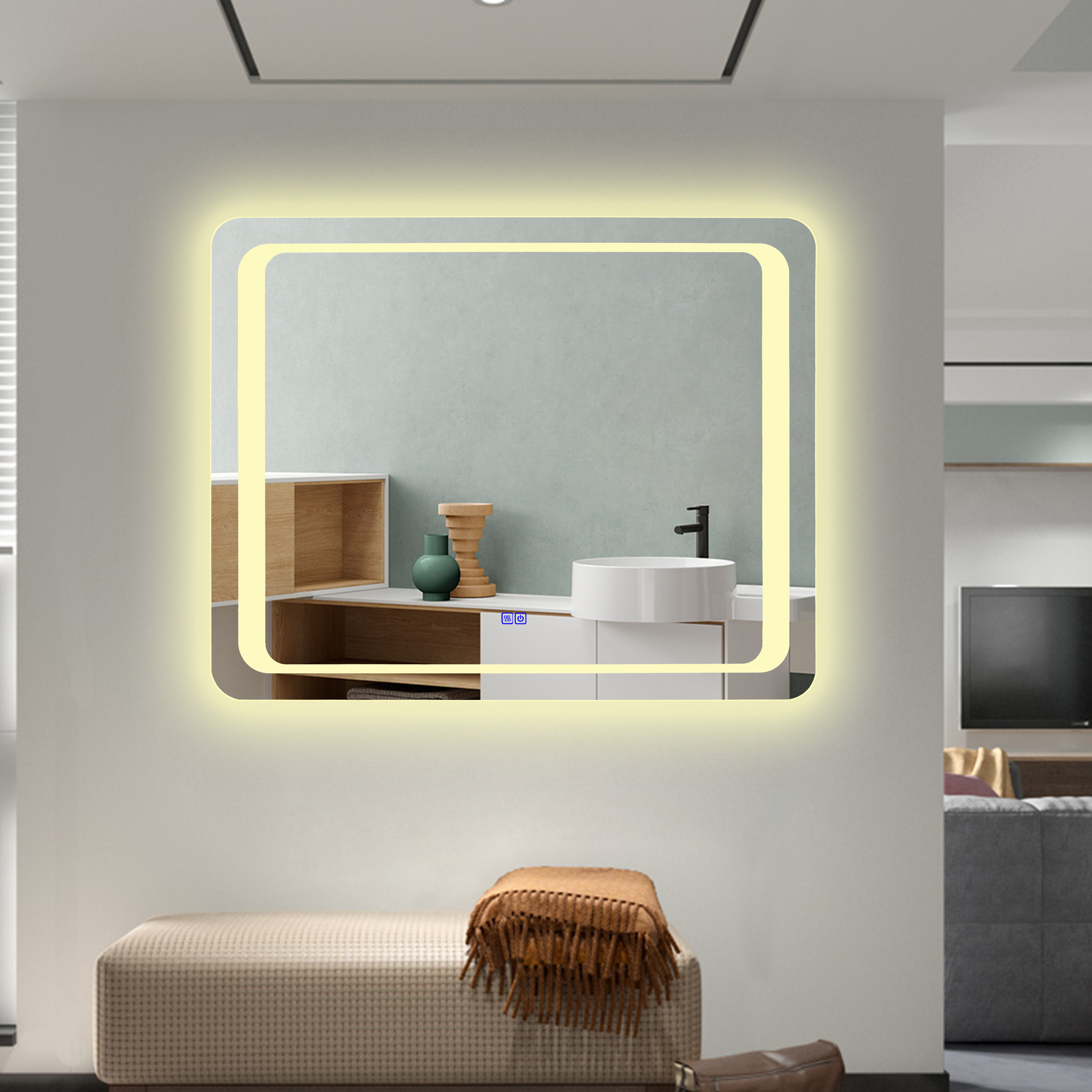 Wrought Studio™ Elvan Lighted Bathroom / Vanity Mirror | Wayfair