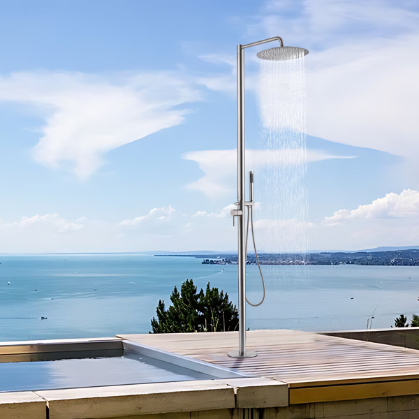 MODLAND Free-Standing Brushed Gold Stainless Steel Bathroom Outdoor ...