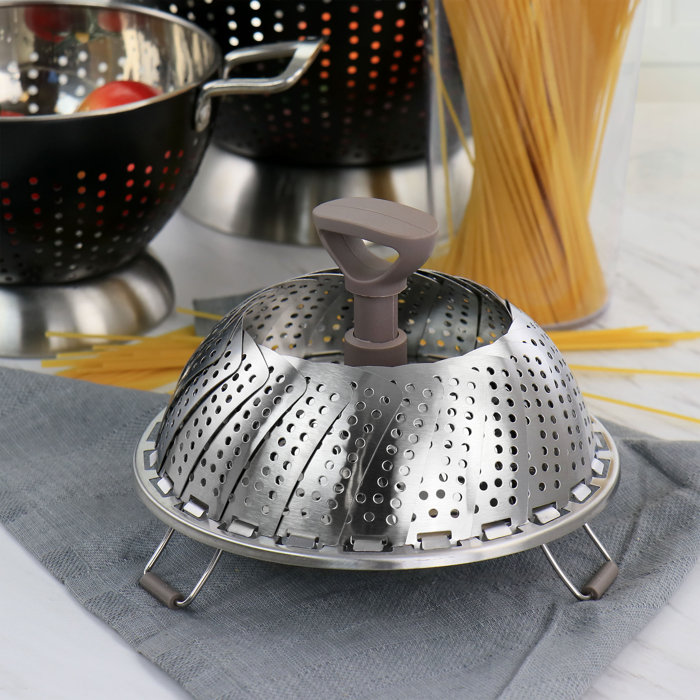 Martha Stewart Stainless Steel Folding Steamer Insert With Handle In ...