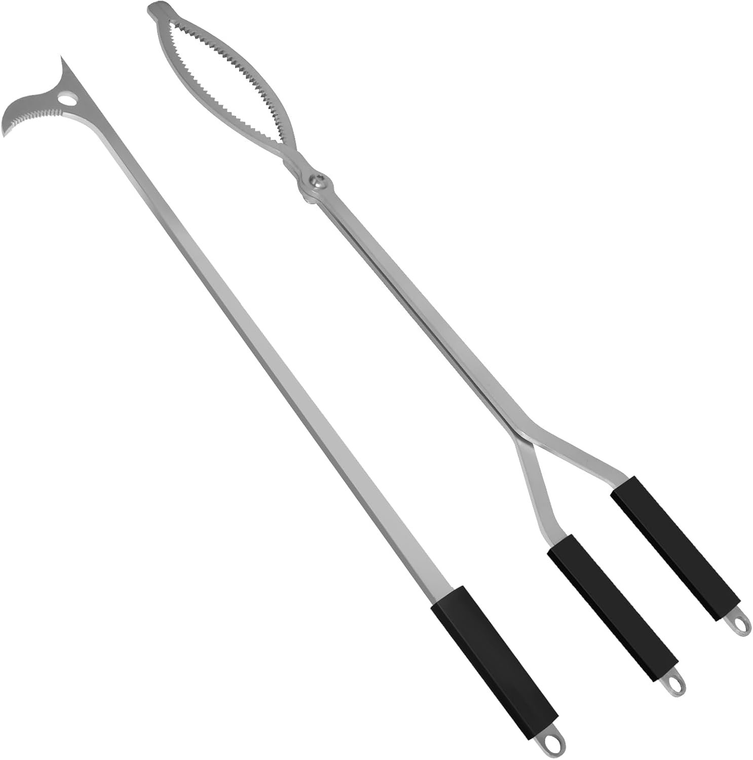 Arlmont & Co. 40" Fire Tongs Fire Pit Tongs Set, Stainless Steel ...