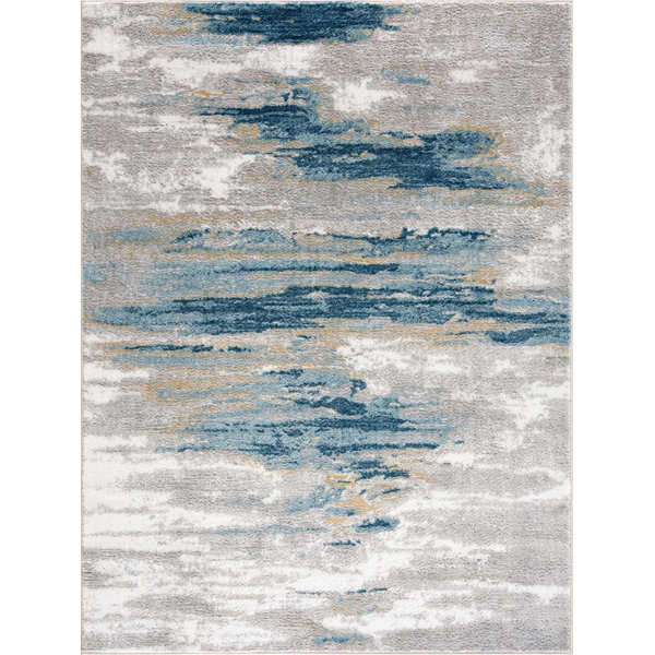 17 Stories Danishyar Abstract Design Modern Blue/Beige Area Rug ...