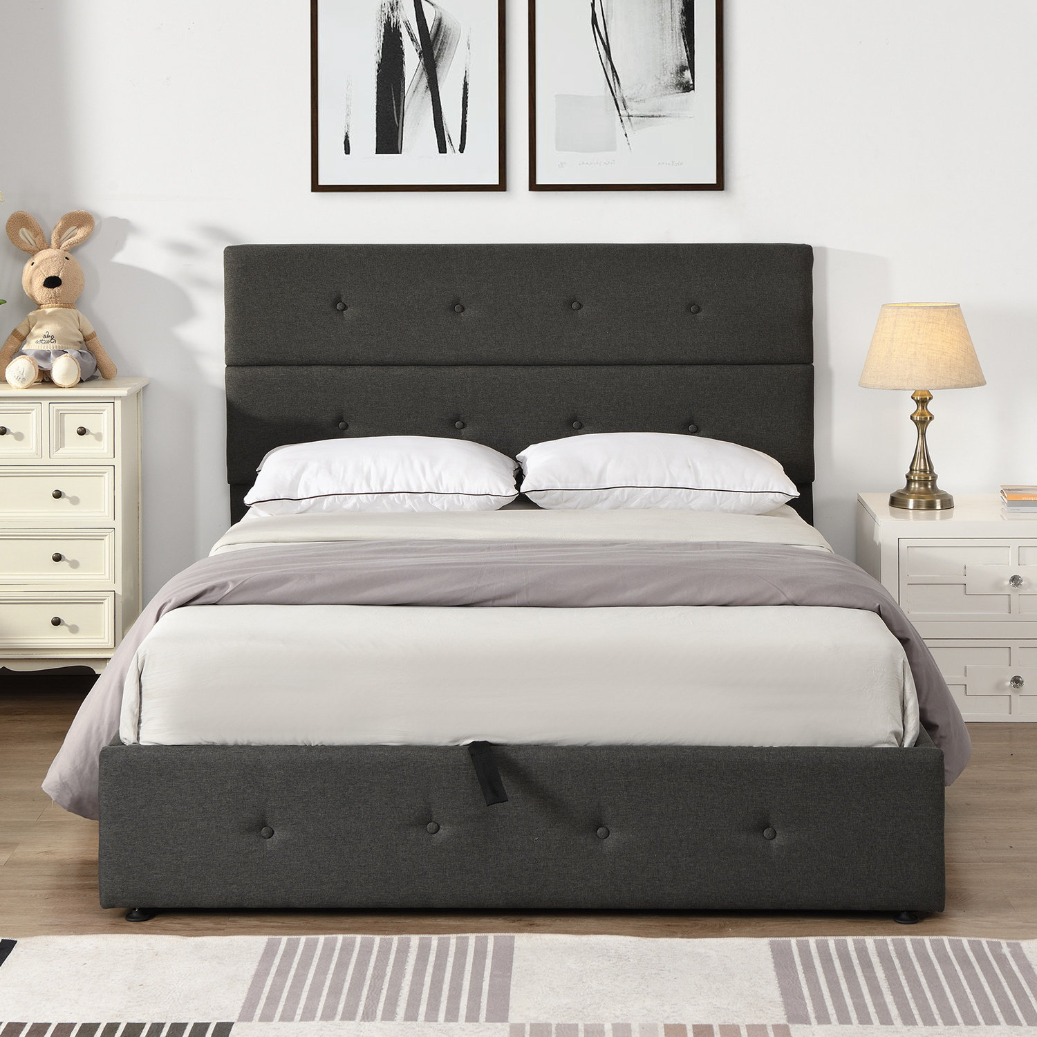 Home Decor Structure de lit double / double 44,39 po avec rangement ...