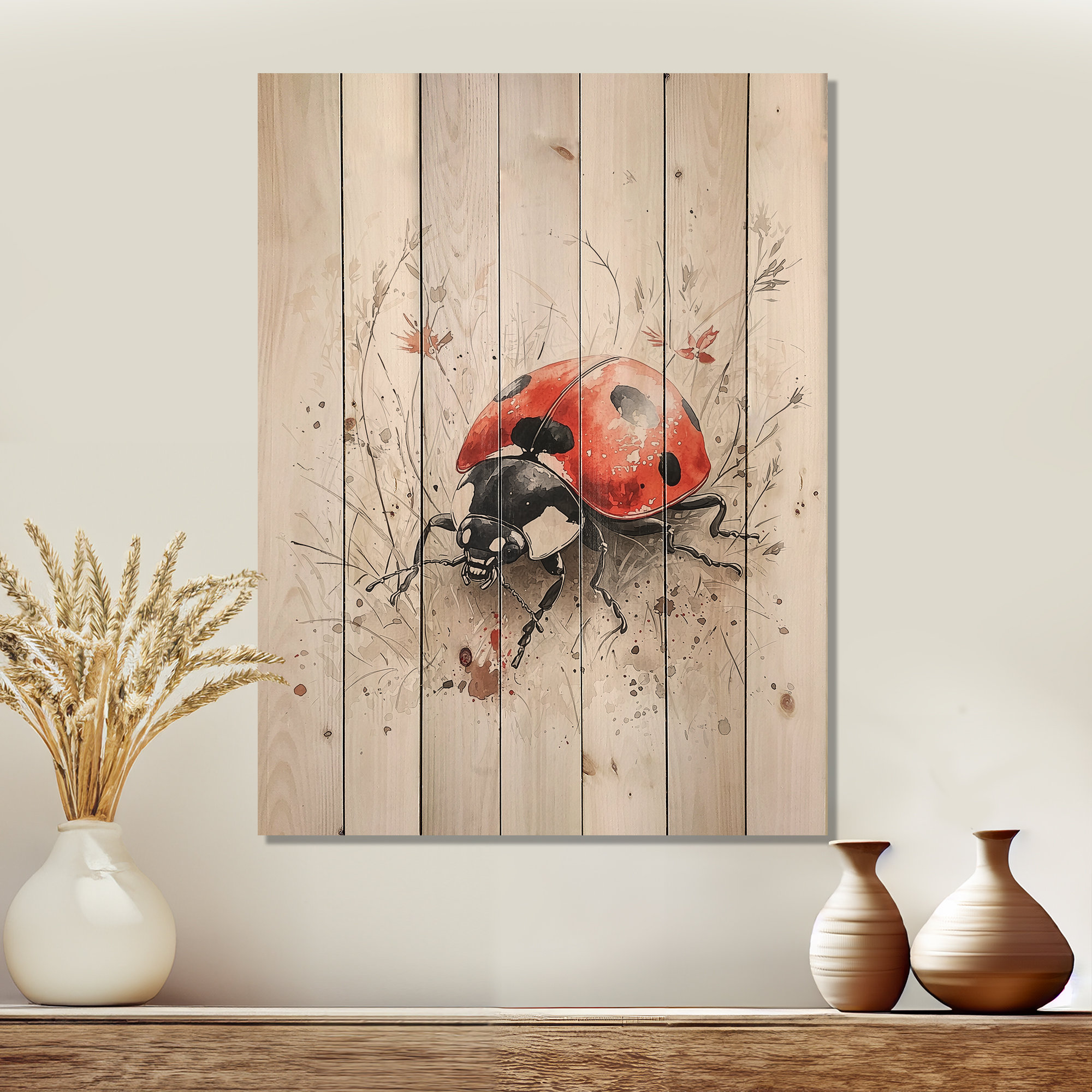 Ophelia & Co. Spotted Ladybug Beauty I - Modern Wood Wall Art On ...