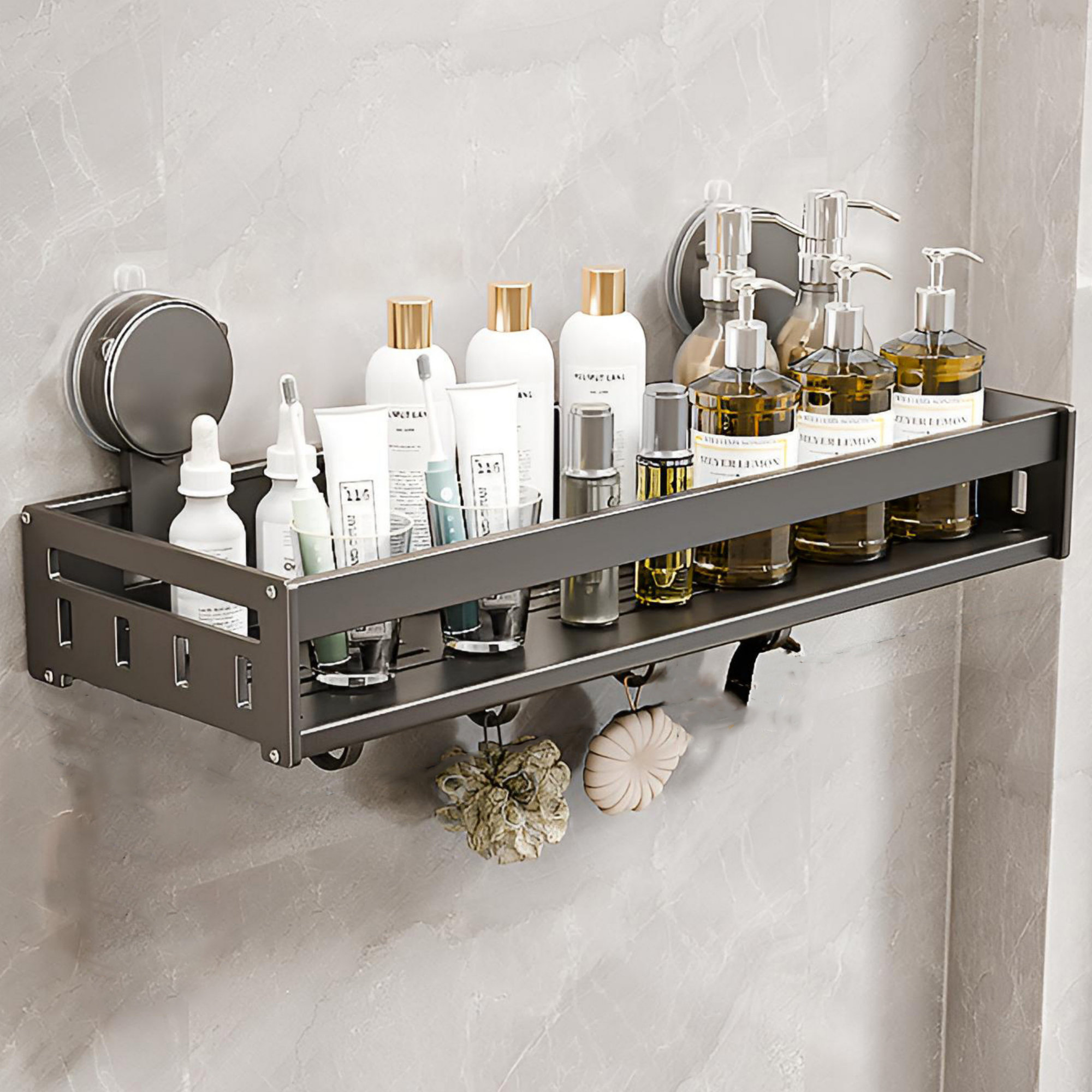 Brayden Studio Suction Cup Non Perforated Bathroom Storage Rack ...