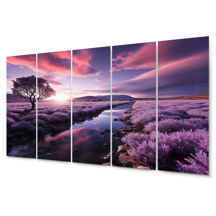 DesignArt Flower Field Ethereal Lavender I - Lavender Fields Metal Art ...