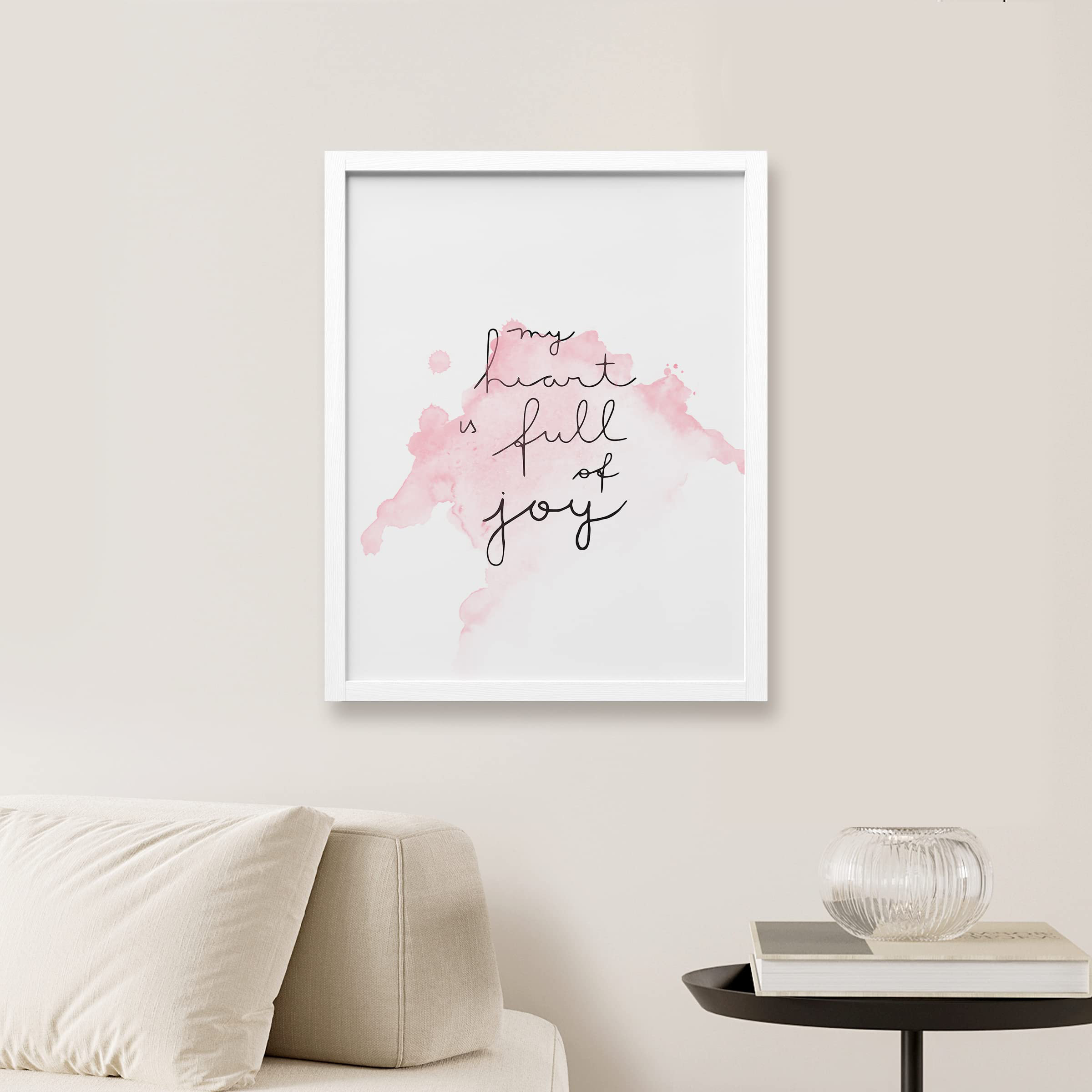 SIGNLEADER " My Heart Is Full Of Joy Wall Art Handwritten Watercolor ...