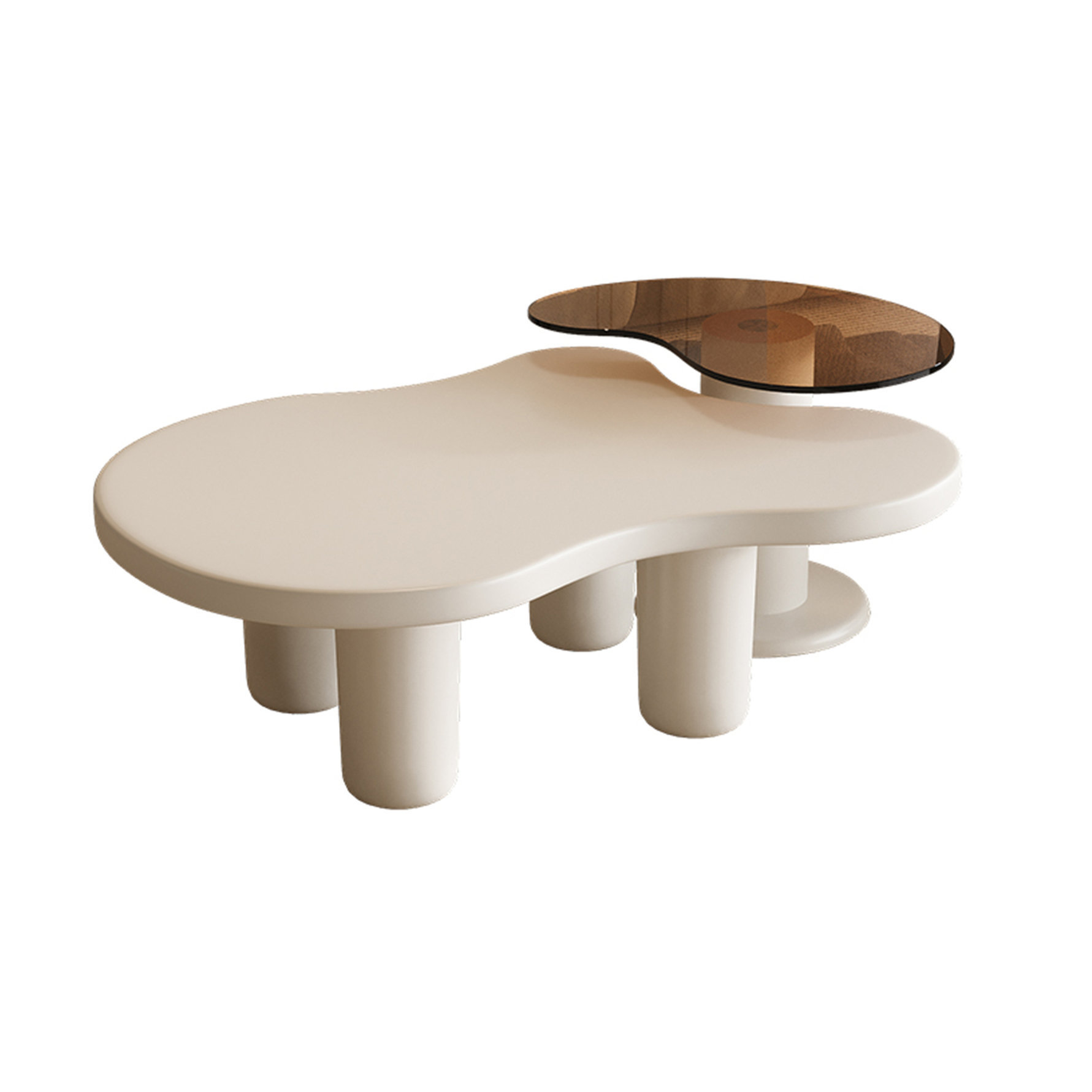 Ivy Bronx Modern Living Room Coffee Tables - Cream White With 2 In 1 ...