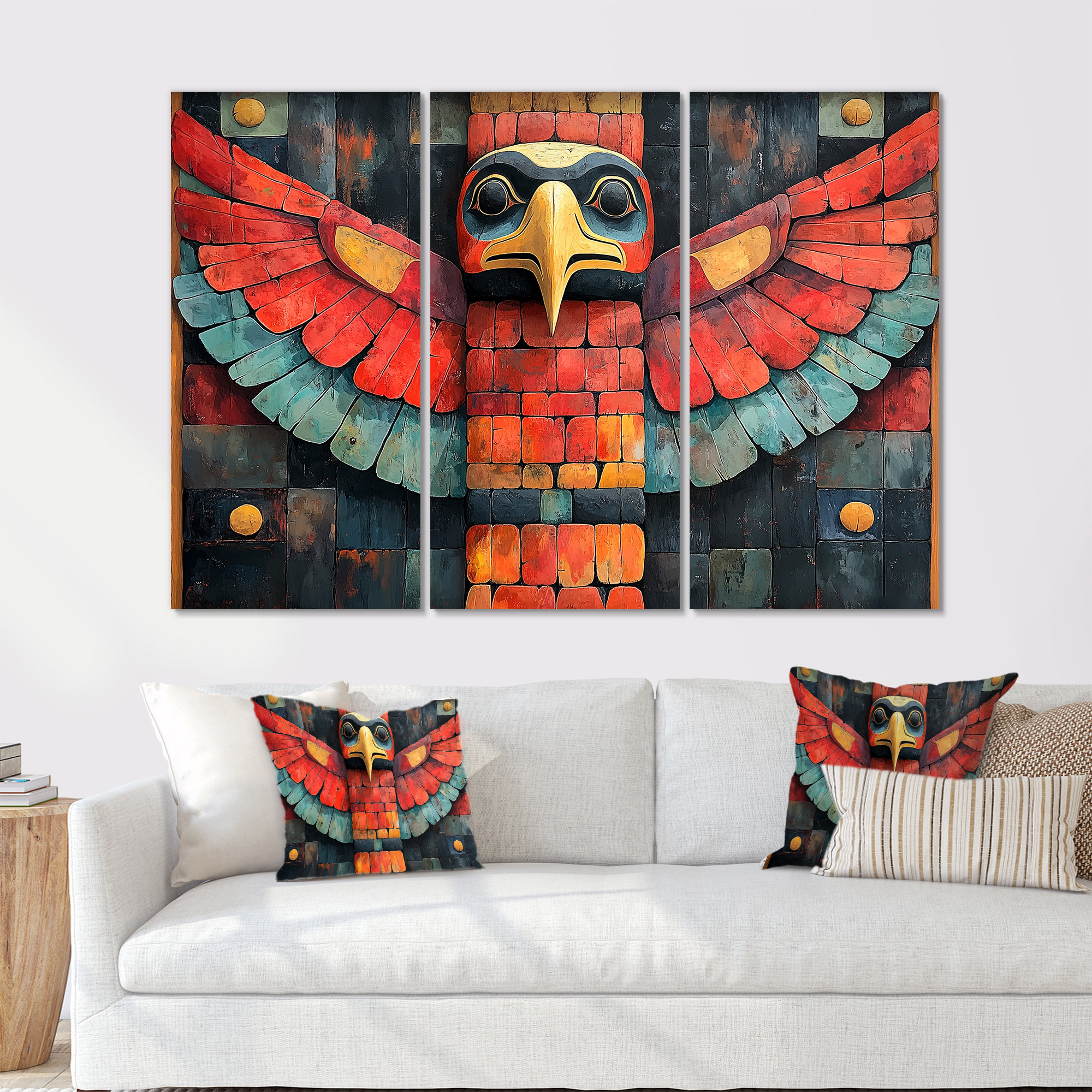 Union Rustic Red Thunderbird Native Totem II - Native American Art ...