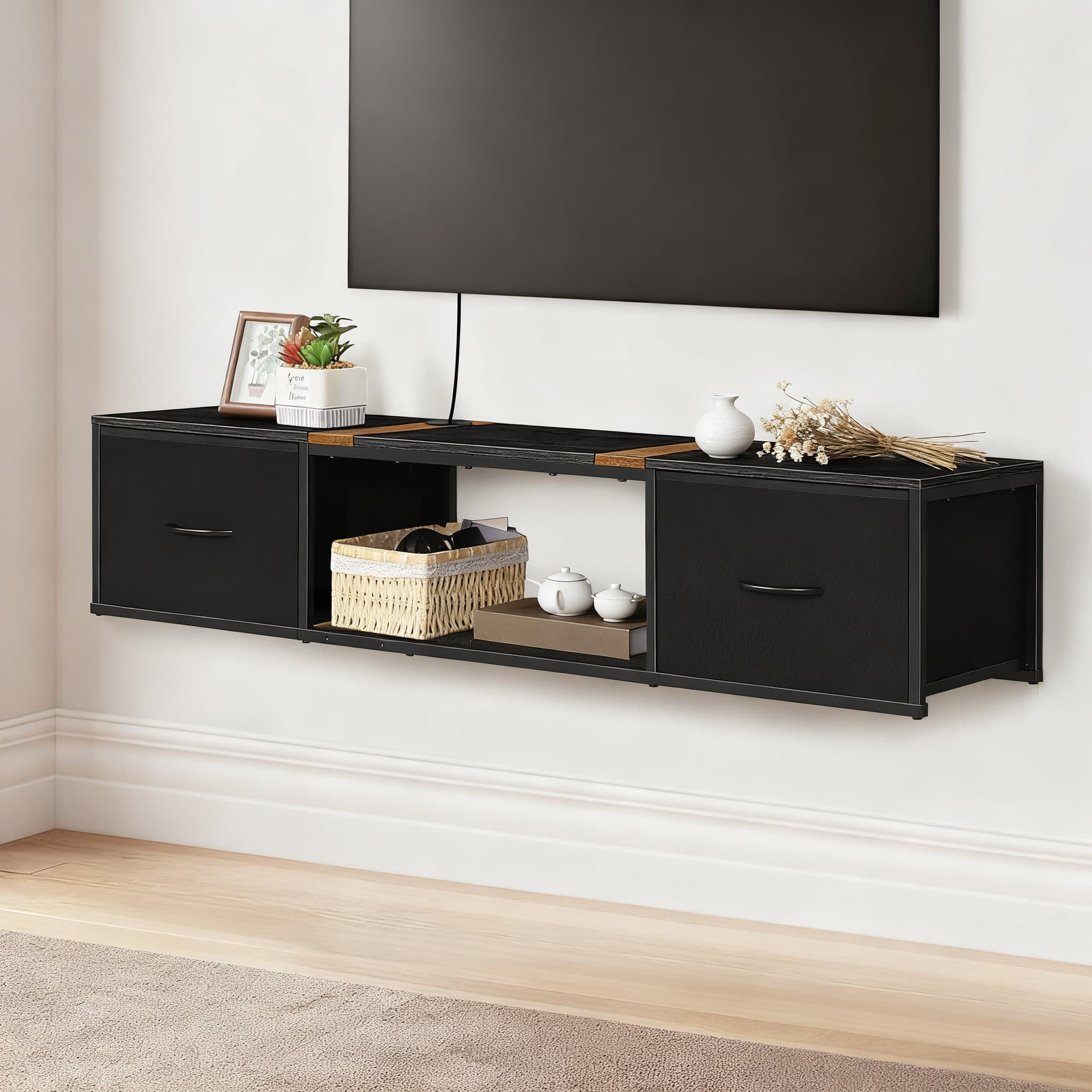 Ebern Designs Floating TV Stand Wall Mounted Entertainment Center With ...