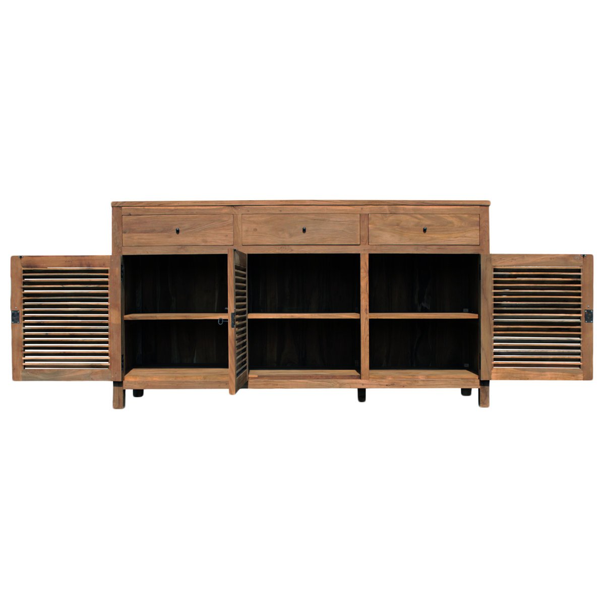 Chic Teak Recycled Teak Wood Tarragona Bathroom Linen Cabinet With 3 ...