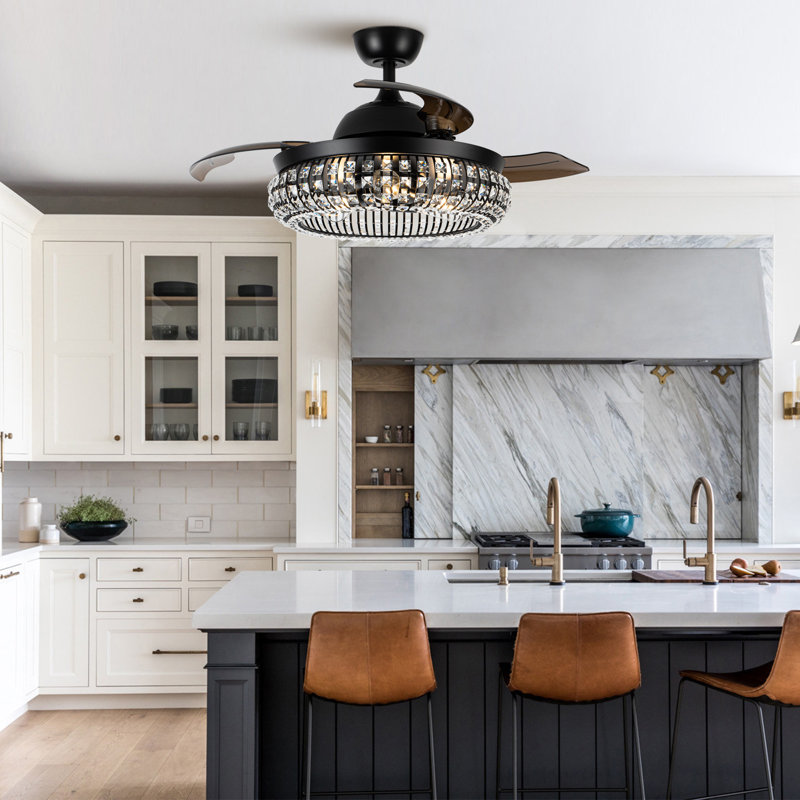 Willa Arlo™ Interiors Harney 42" 3 - Blade Retractable Blades Crystal ...