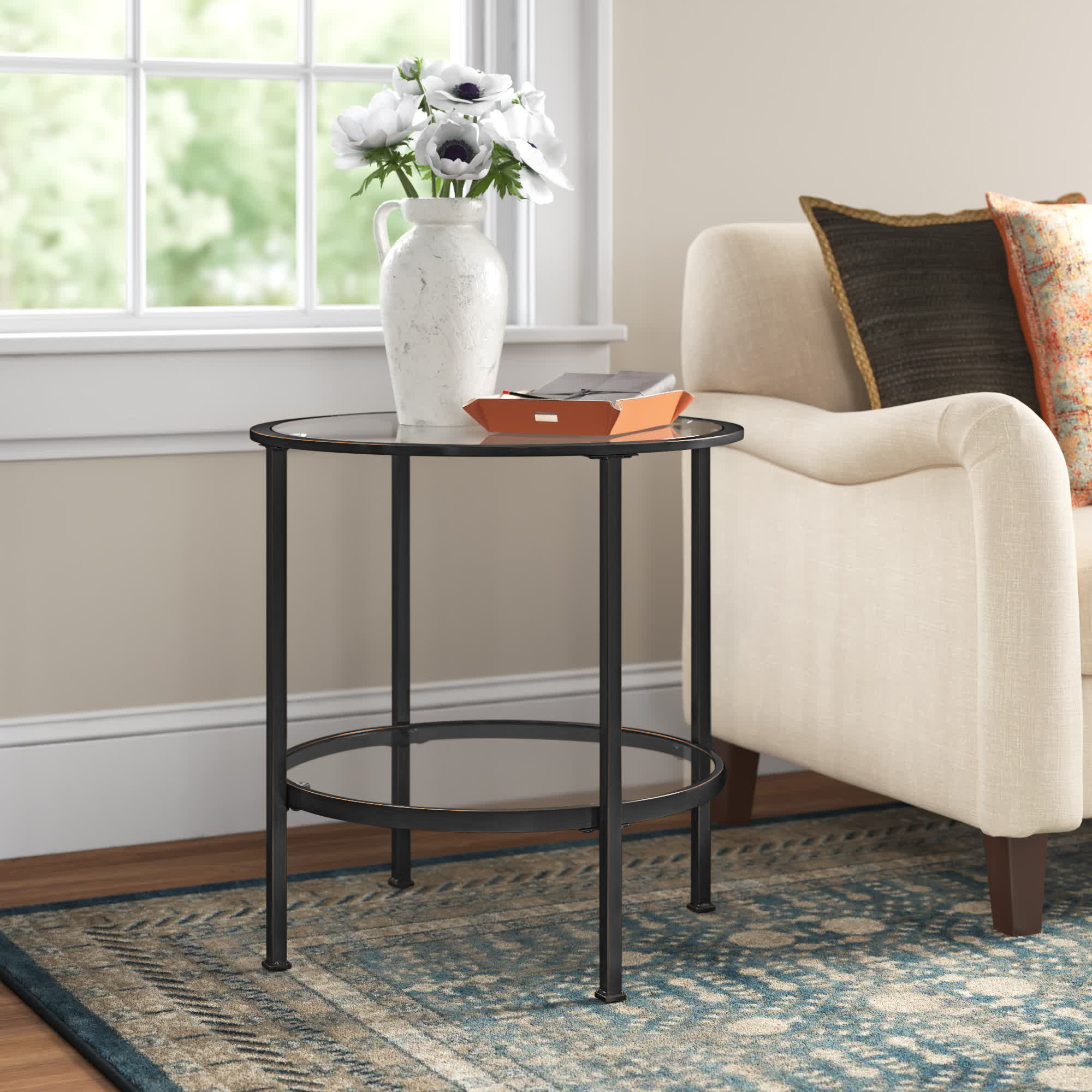 Alcott Hill® Eiffe Glass End Table with Storage & Reviews | Wayfair