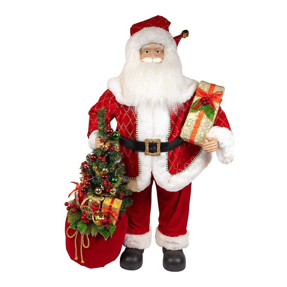 Kurt Adler 36-Inch Kringles Battery-Operated Santa With Bag and Tree ...