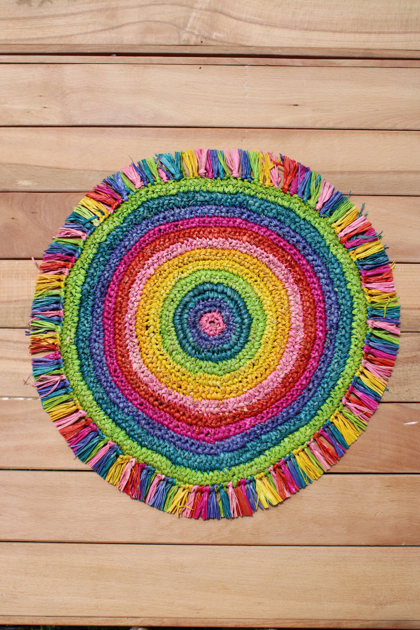 Dakota Fields Tulum Raffia Placemats, Boho Multicolor Natutal Woven ...