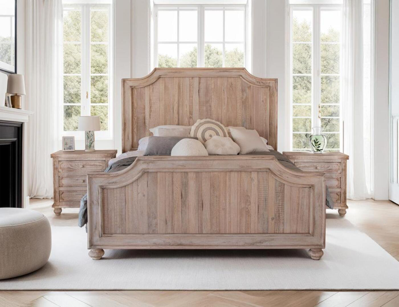 Millwood Pines Gulnur Natural 3-Piece Bedroom Set (Bed With 2 ...
