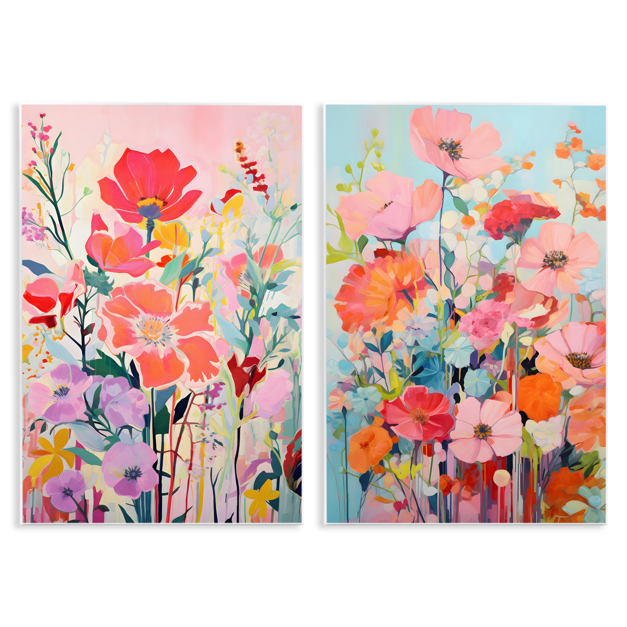 Dakota Fields Bright Contemporary Flowers Wall Plaque Art Set by LSR ...