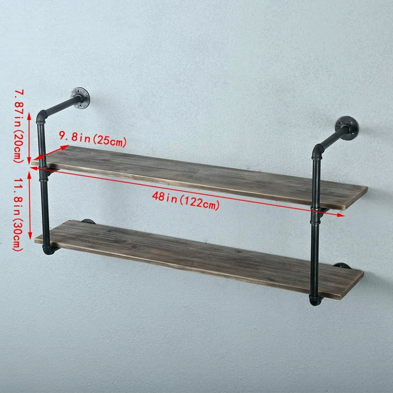Williston Forge Industrial Pipe Shelving Wall Mounted,Metal Floating ...
