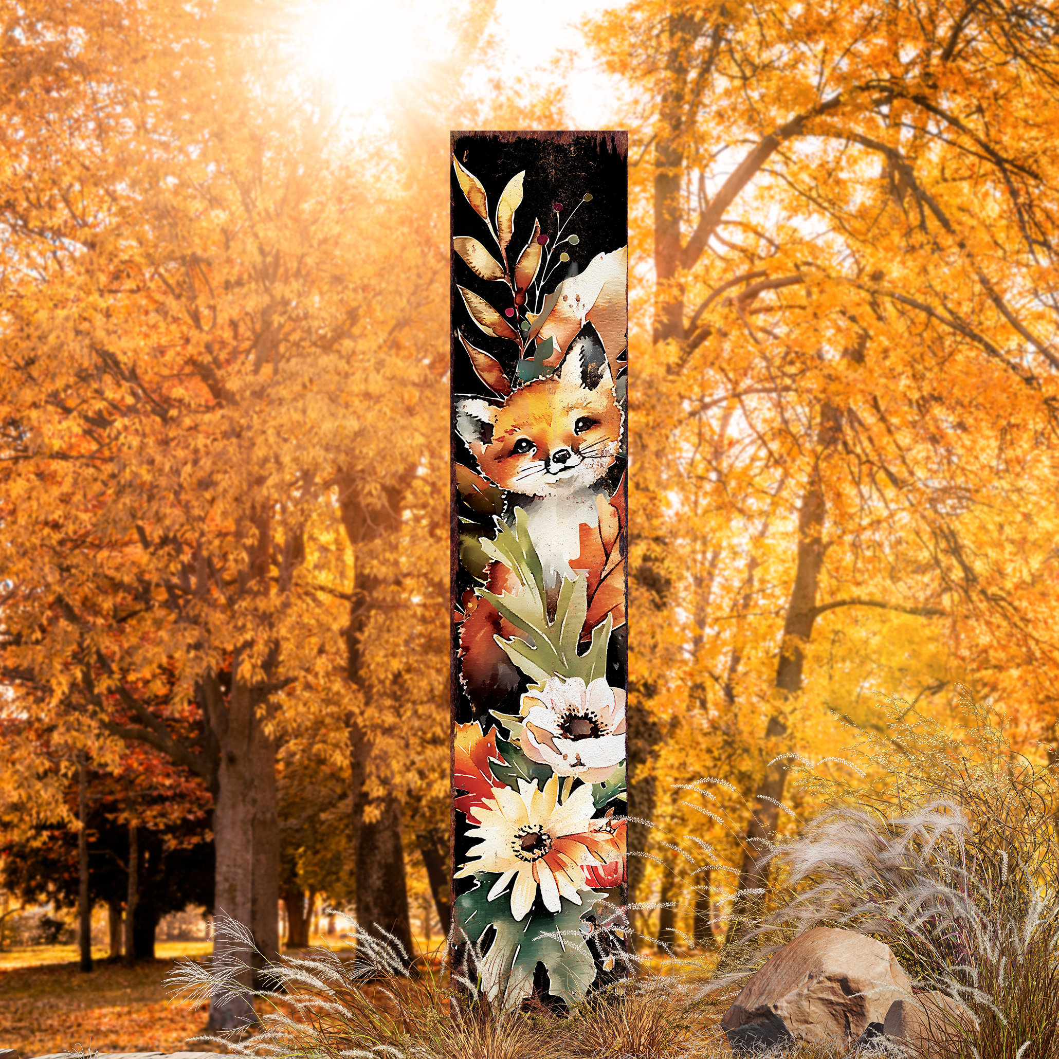 Winston Porter 42-inch Fall Garden Stake - Watercolor Foxy - Perfect ...