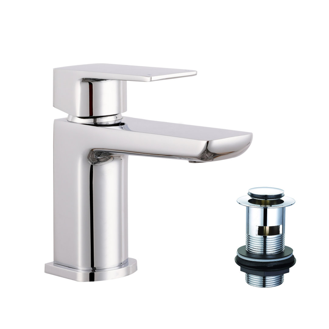 VeeBath Lunar Soft Square Mono Basin Mixer Tap with Waste - Chrome ...