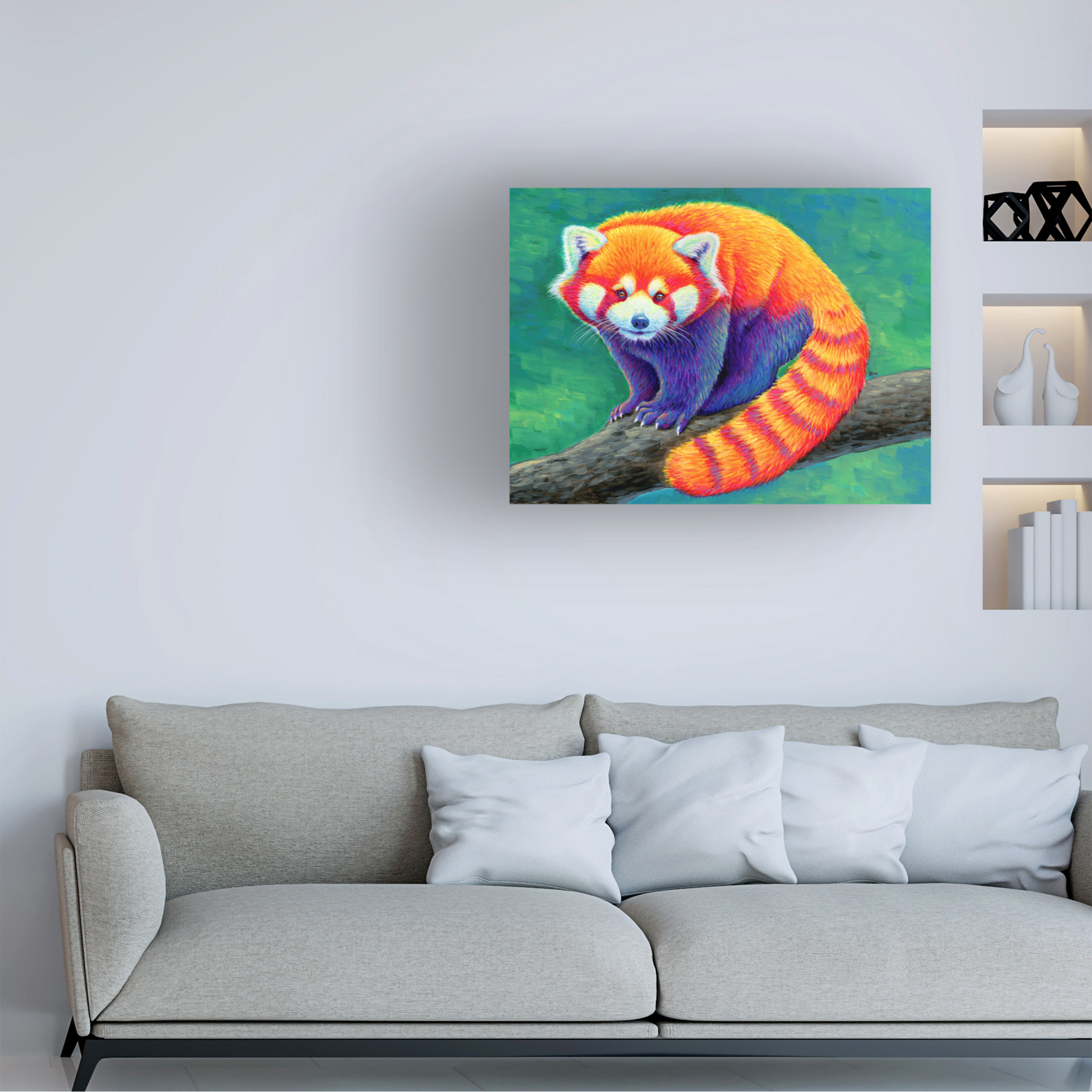 Millwood Pines Rebecca Wang Art Red Panda Rainbow Canvas Art | Wayfair