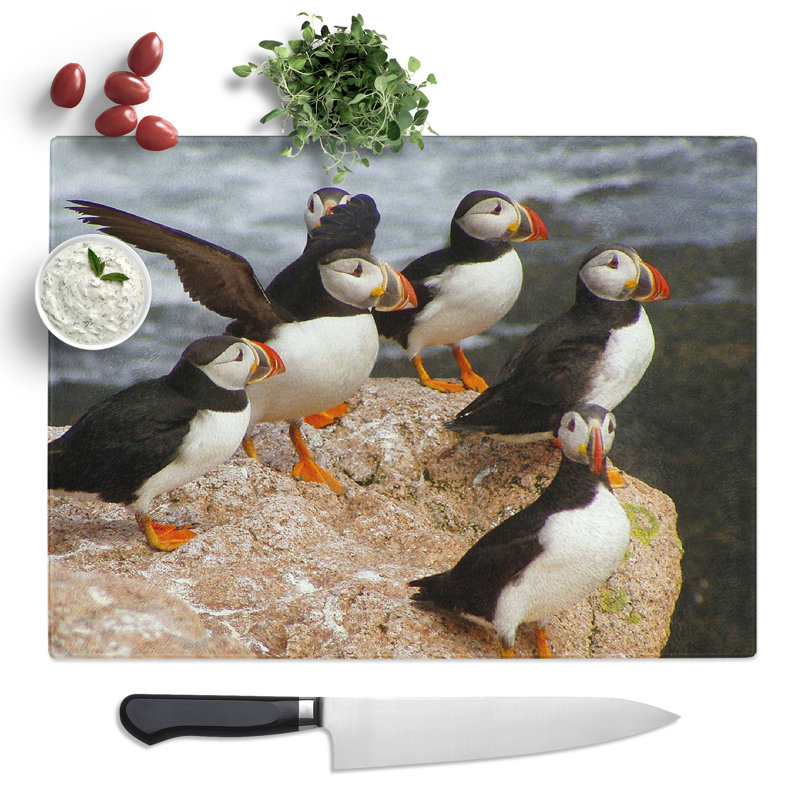 Metro Lane Atlantic Puffin Birds Art Glass Chopping Board | Wayfair.co.uk