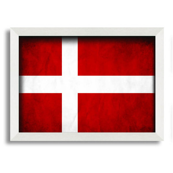 Breakwater Bay Ben Denmark Flag Grunge - Single Picture Frame Art ...