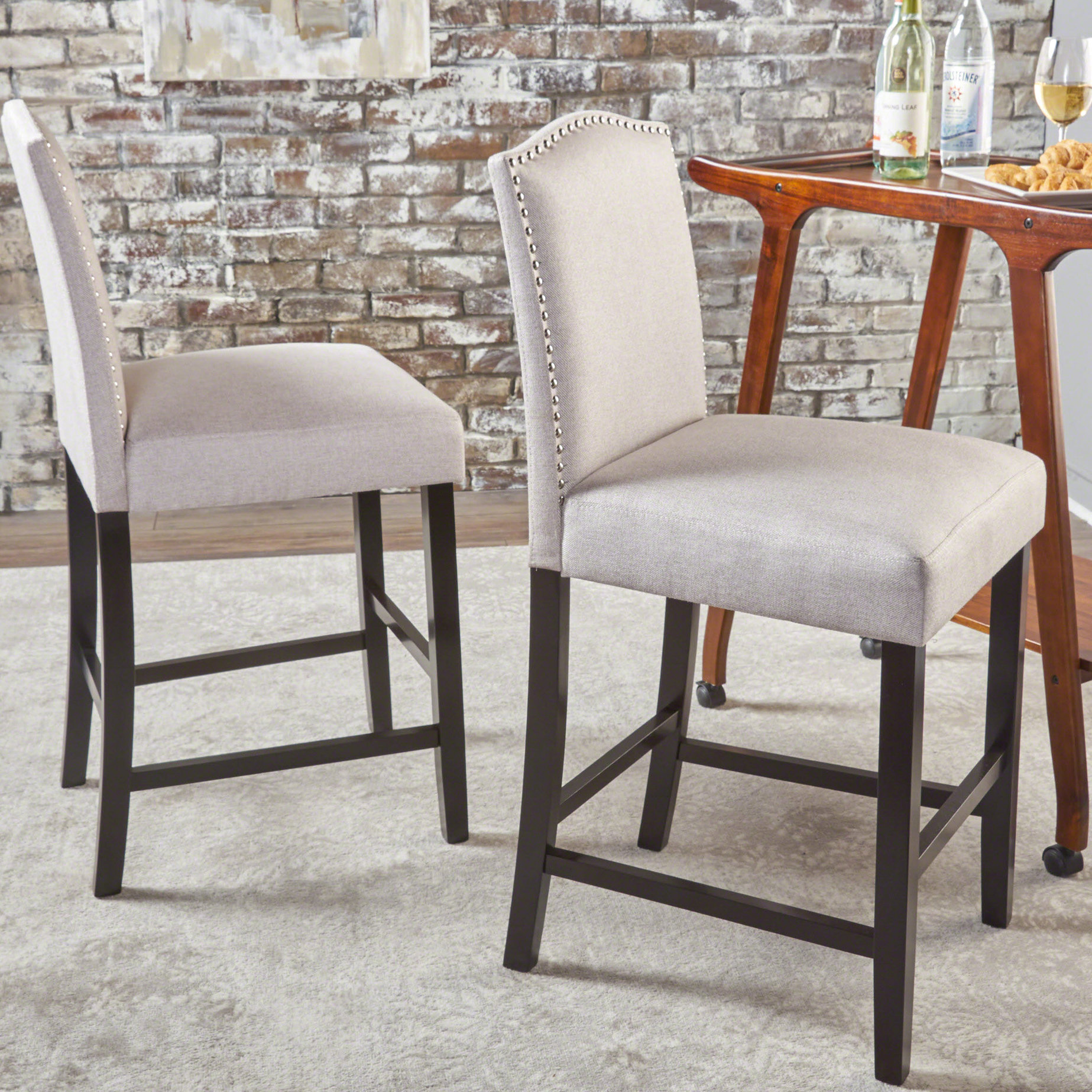 Winston Porter Kd Counter Stool - -coloured Legs, Fancy Nail Head Trim ...