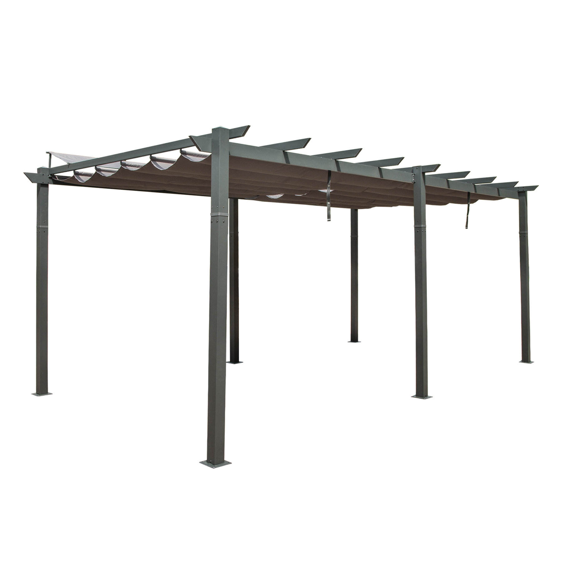 Domi Louvered Outdoor Aluminum Retractable Pergola with Canopy ...