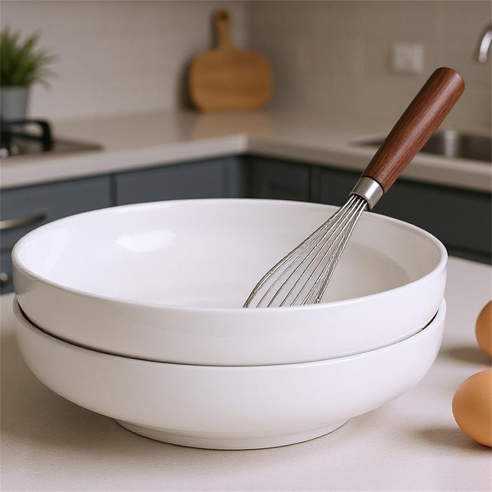 Ebern Designs 10" Shallow Ceramic Pasta Bowl Set of 2 | Wayfair