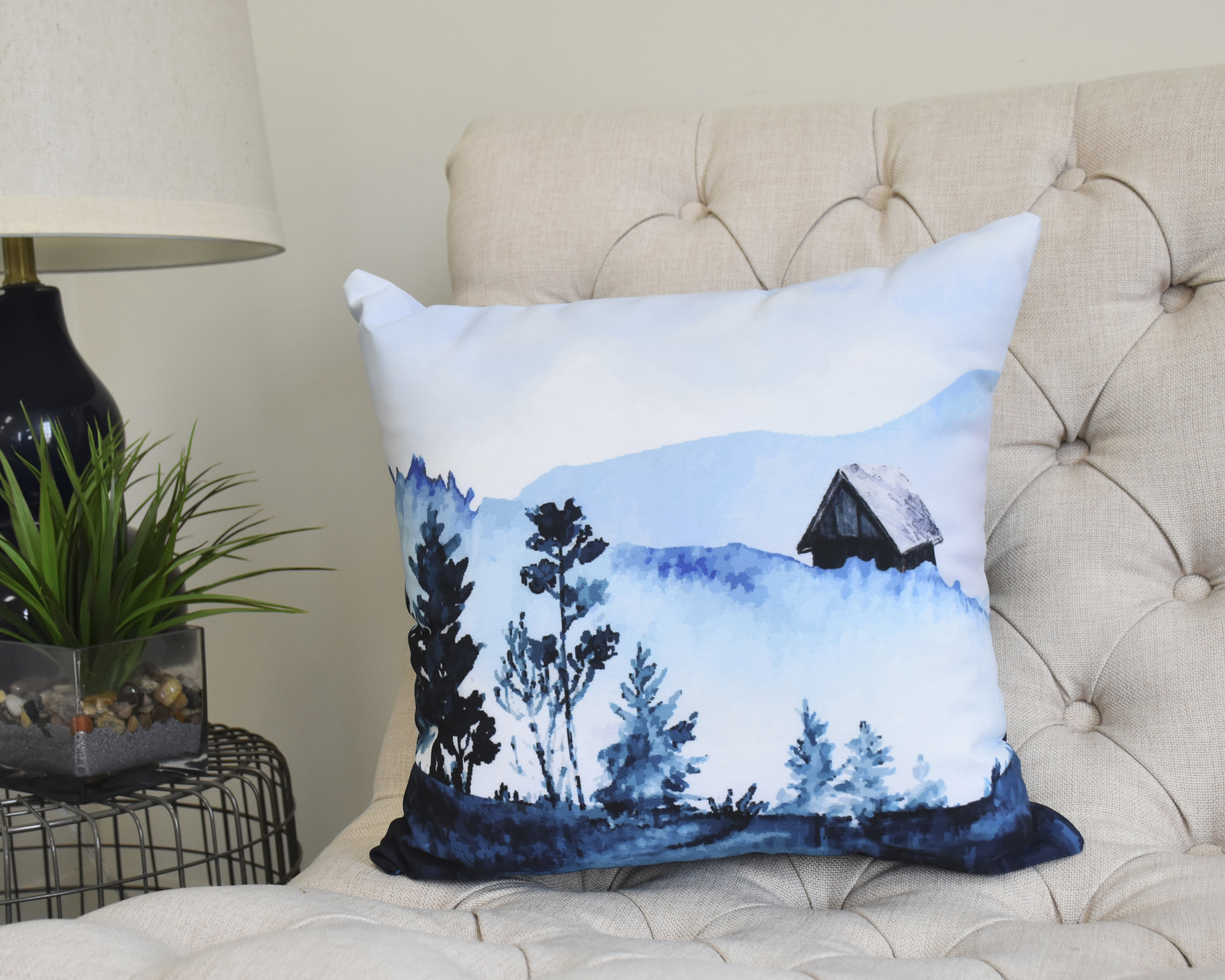 e by design Winter Resort Over the Hills Holiday Square Pillow Cover ...