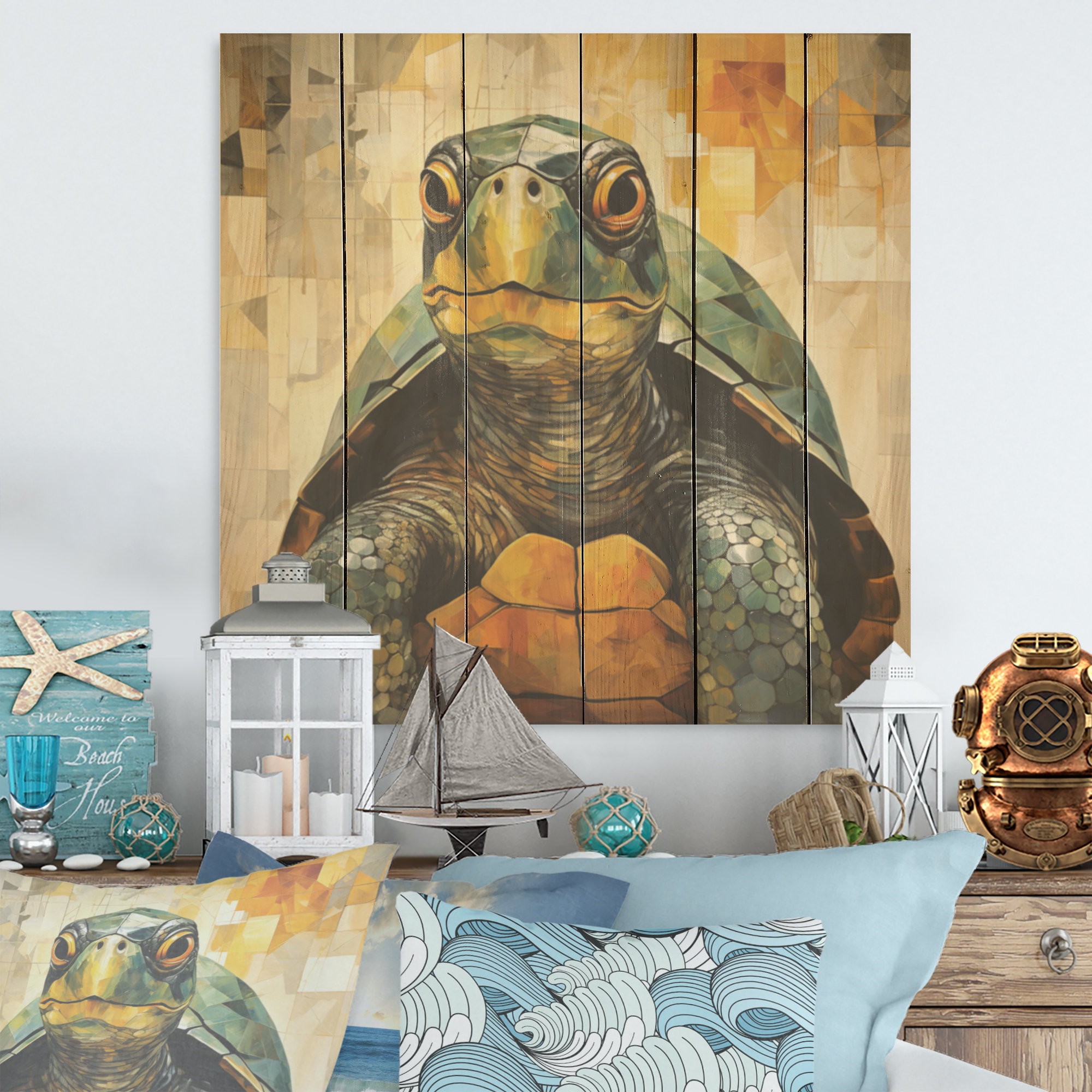 Bay Isle Home™ Cubist Abstraction Of A Turtle Using Olive Green ...