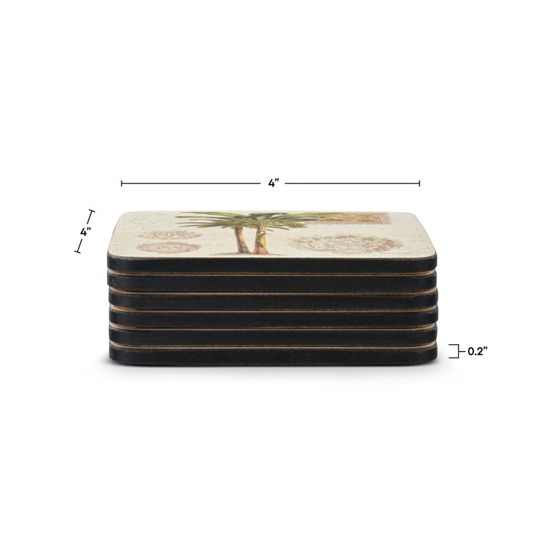 Pimpernel Palm Study 6 Piece Coaster Set | Wayfair
