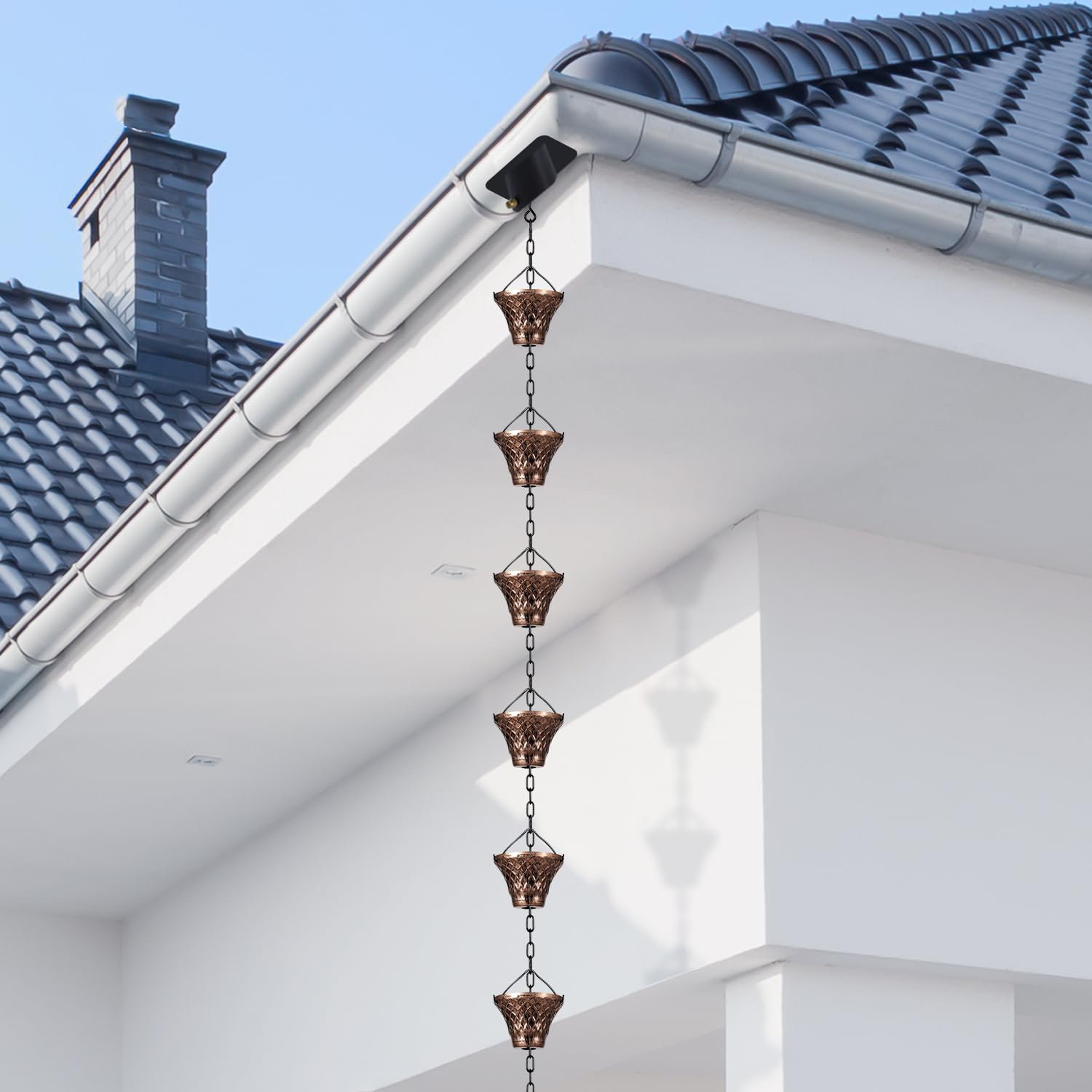 Arlmont & Co. Rain Chains for Downspouts Copper Rain Catcher | Wayfair