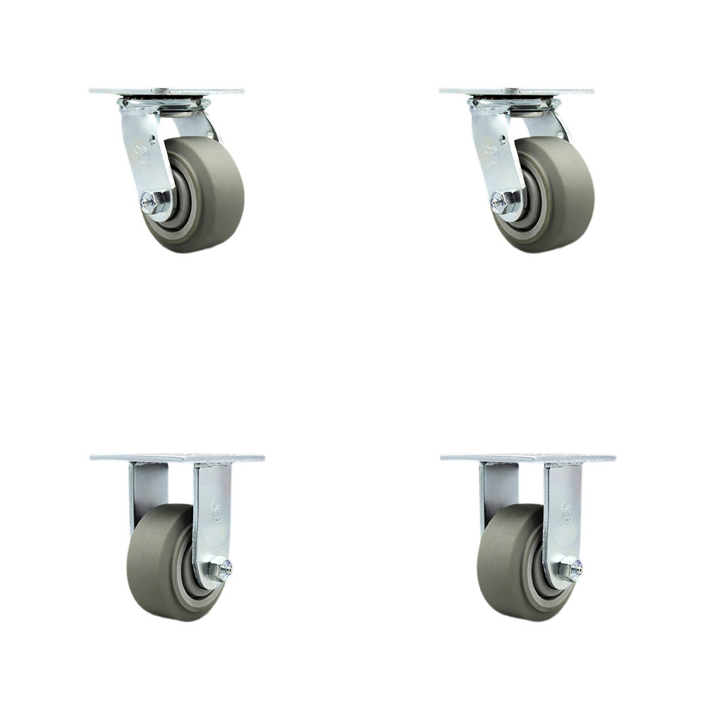 Service Caster 4 Piece Rubber Caster Set with Roller Bearings | Wayfair