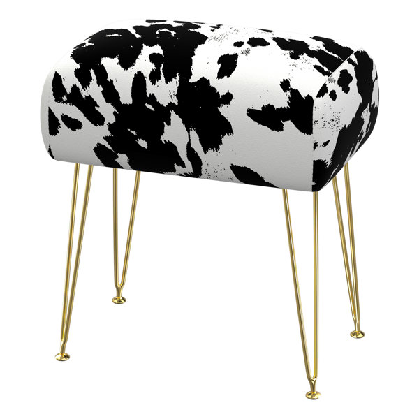Mercer41 Escarment 17.32" Tall Steel Accent Vanity Stool Upholstered ...