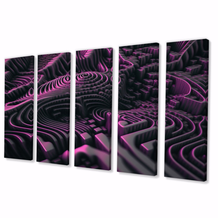 Ebern Designs Futuristic Labyrinth Purple Maze Matrix I On Canvas 5 ...