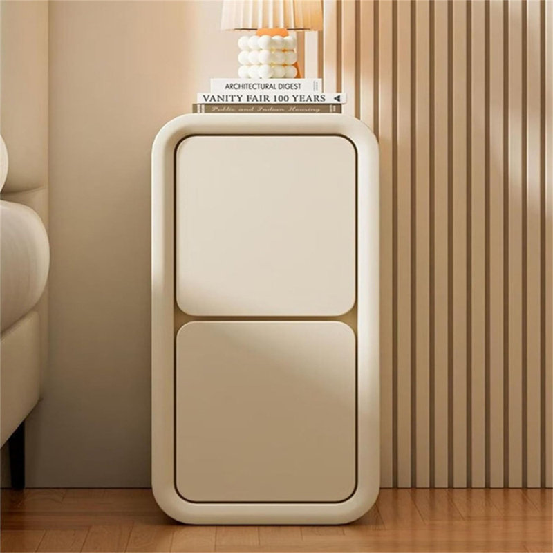 Ivy Bronx Narrow Nightstand, 2 Drawer Bedside Table, Solid Wood End ...