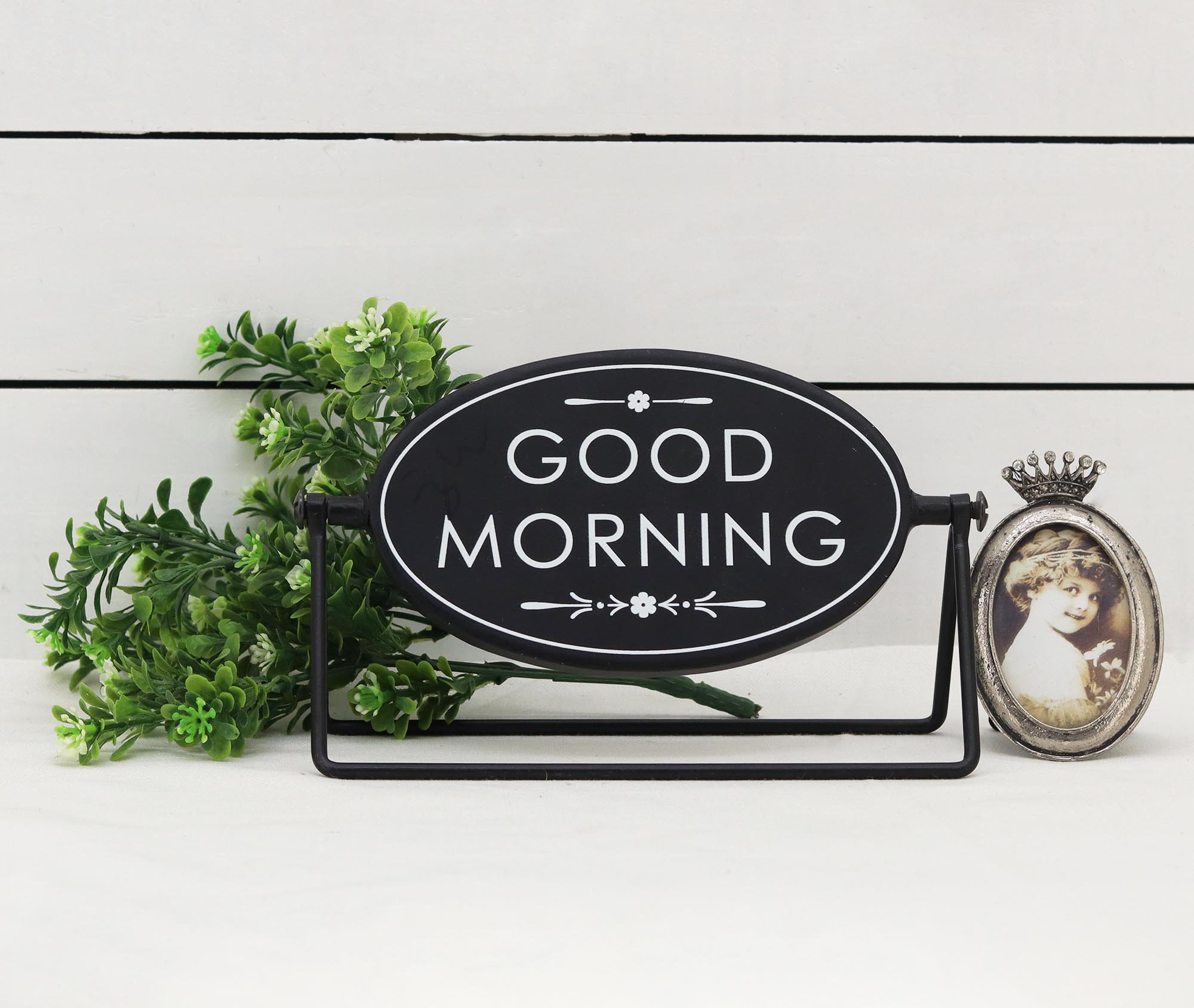 Trinx Eiffe Good Morning/Good Night Rotating Tabletop Decor | Wayfair